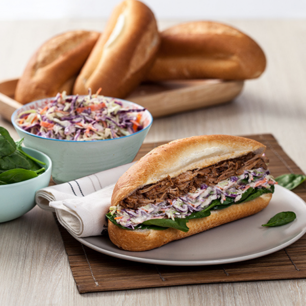 Pulled Chicken Rolls with Pickled Apple and Cabbage Slaw | Goodman Fielder